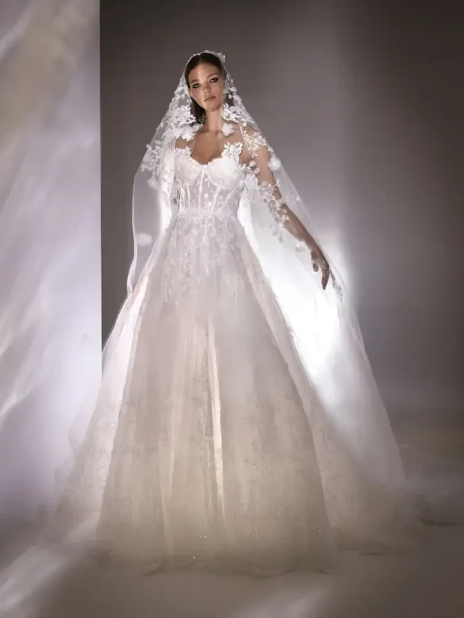 Nicole Milano Helie A-line Strapless wedding dress